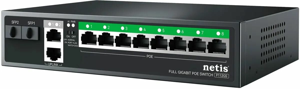 P112GS Netis 8-портовый PoE+ 2 SFP Коммутатор