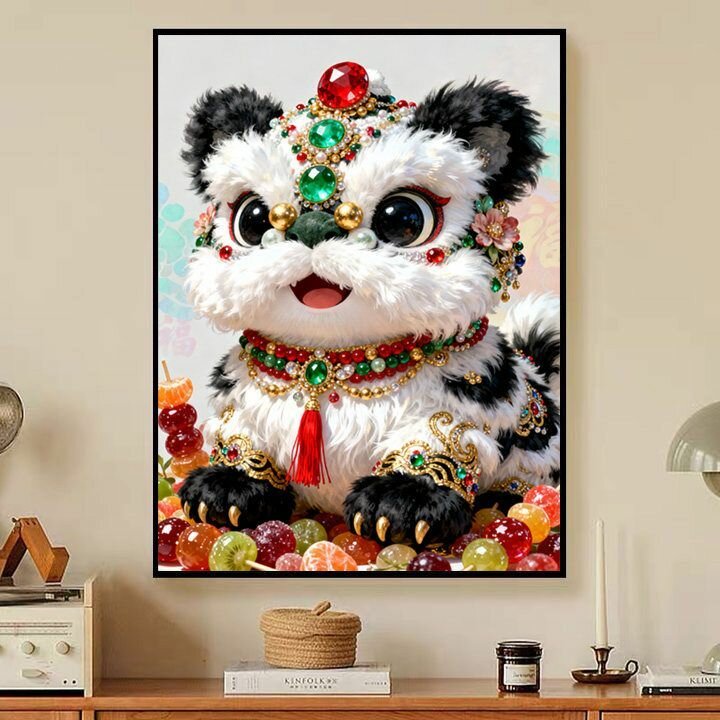 QIANZEHUI Набор для вышивания,50x70CM,11CT, Праздничный лев