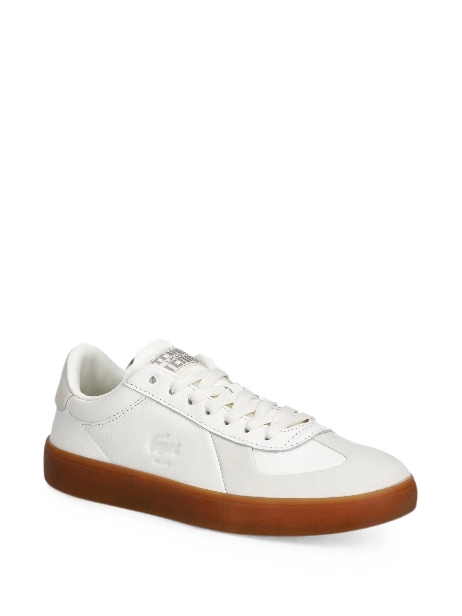 Кроссовки LACOSTE Panelled leather sneakers, размер 38 EU, бежевый/белый — фото 1
