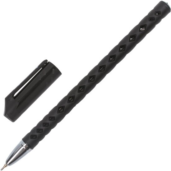 Ручка шариковая Brauberg масляная "Orient", черная, корпус черный, игольчатый узел 0,7 мм, линия письма 0,35 мм, 143000