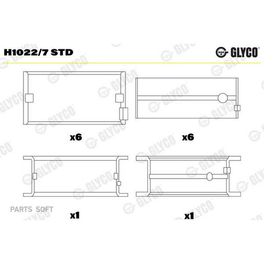 Вкладыши коренные к-т ! STD HL-6 PASS-L - 1 IVECO Cursor 10/13 от официального дистрибьютора, GLYCO, артикул H10227STD
