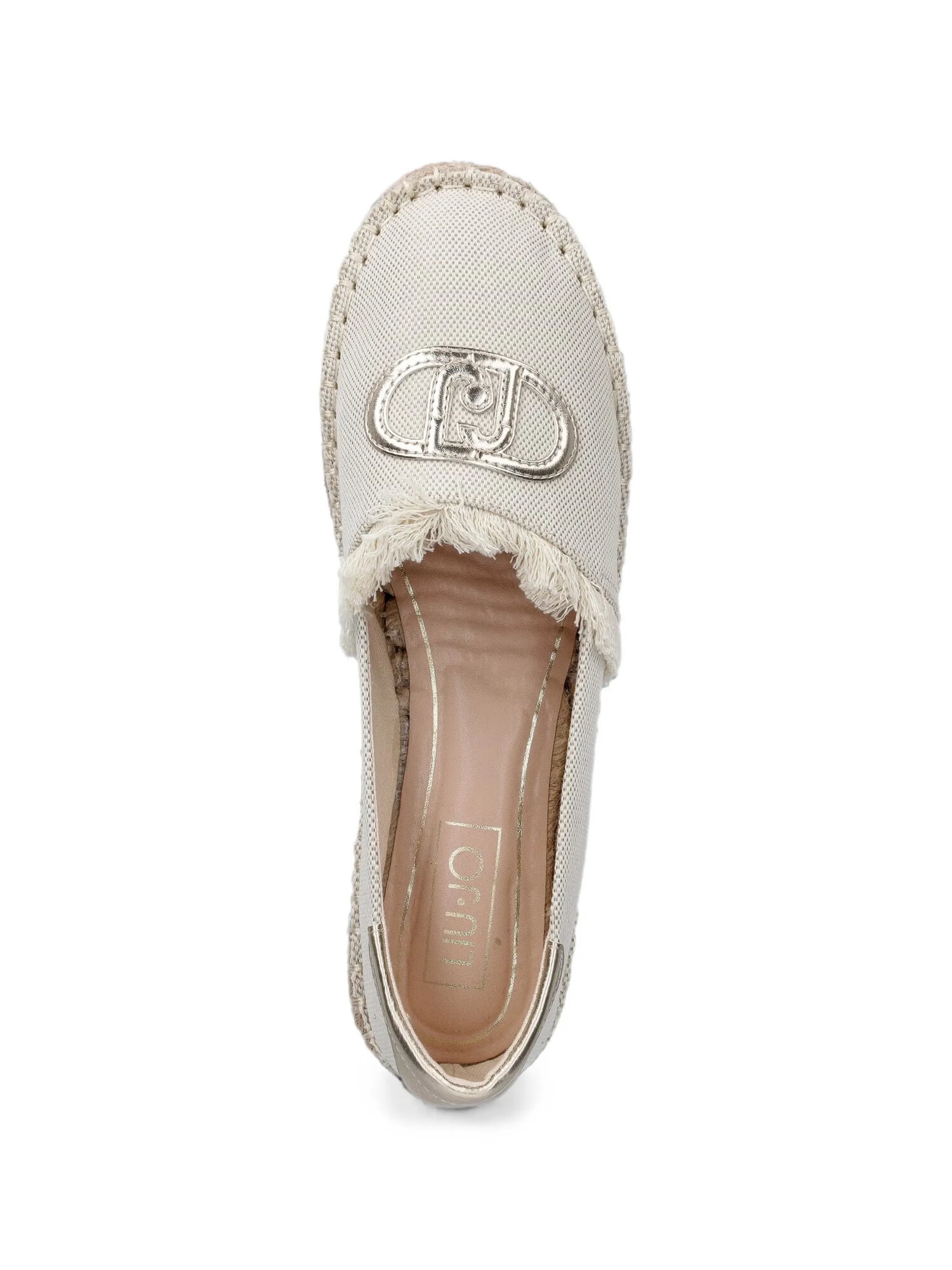 Эспадрильи LIU JO Logo-plaque frayed espadrilles, размер 42, бежевый/белый — фото 1