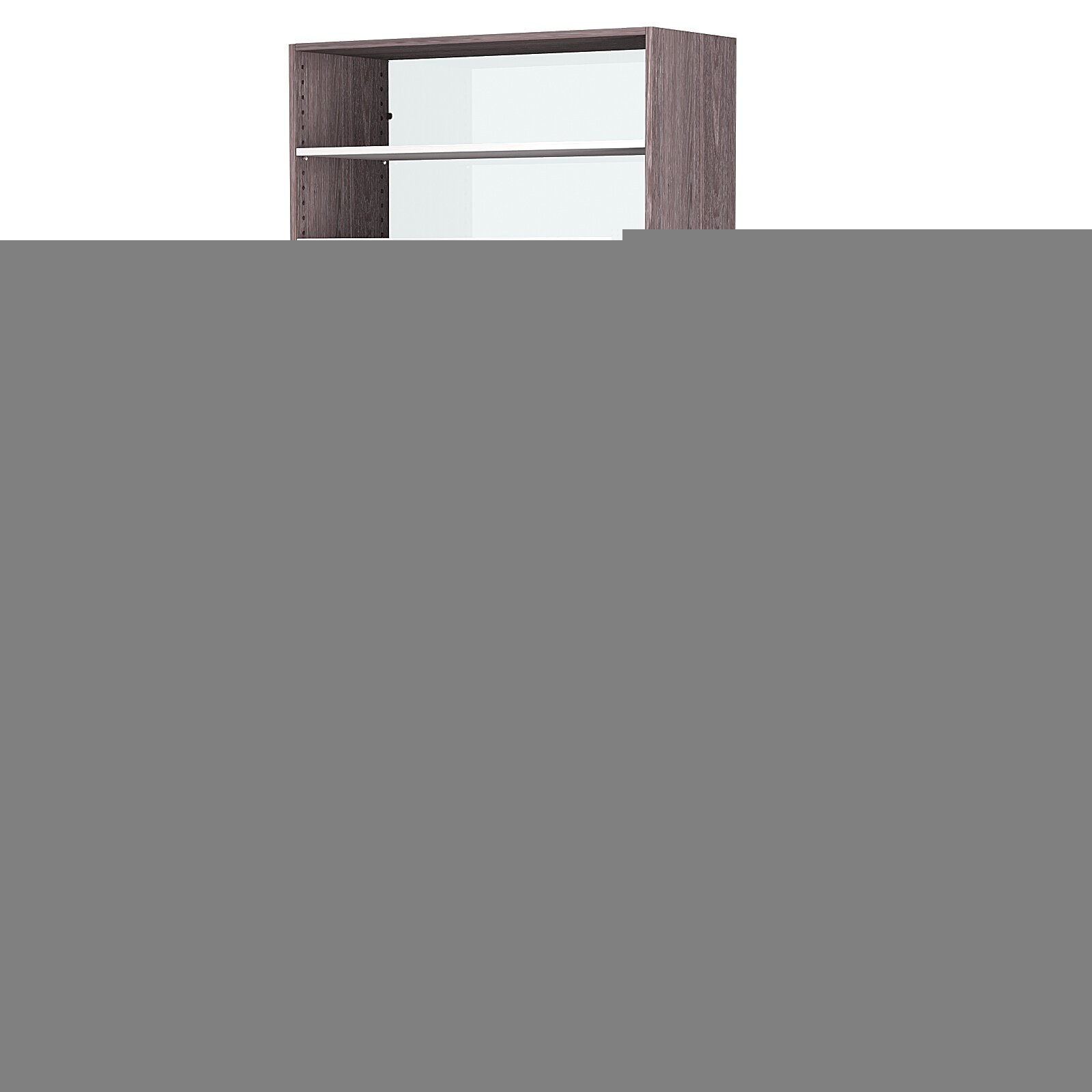 Стеллаж из ДСП с 7-ю полками 350x900 мм серии LEVEL-7 №13-1 (З/C - стекло), Ясень Анкор темный + Ясень Анкор светлый