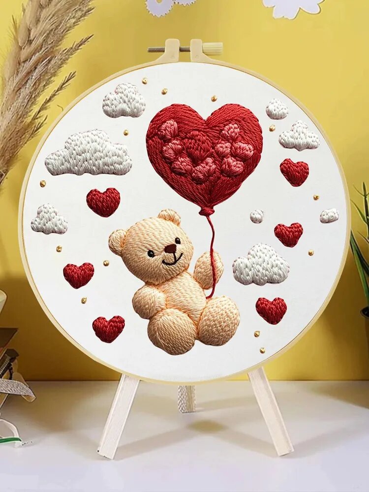 Набор для вышивания,20X20CM, подходит для начинающих, Мишка любви.