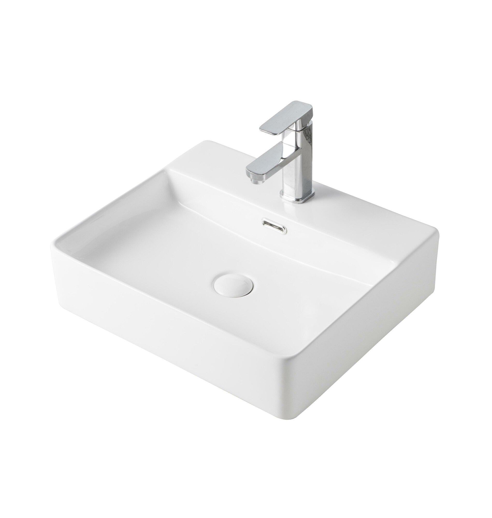 Раковина накладная Orange 42 B04-500W Белая, санфарфор, с переливом