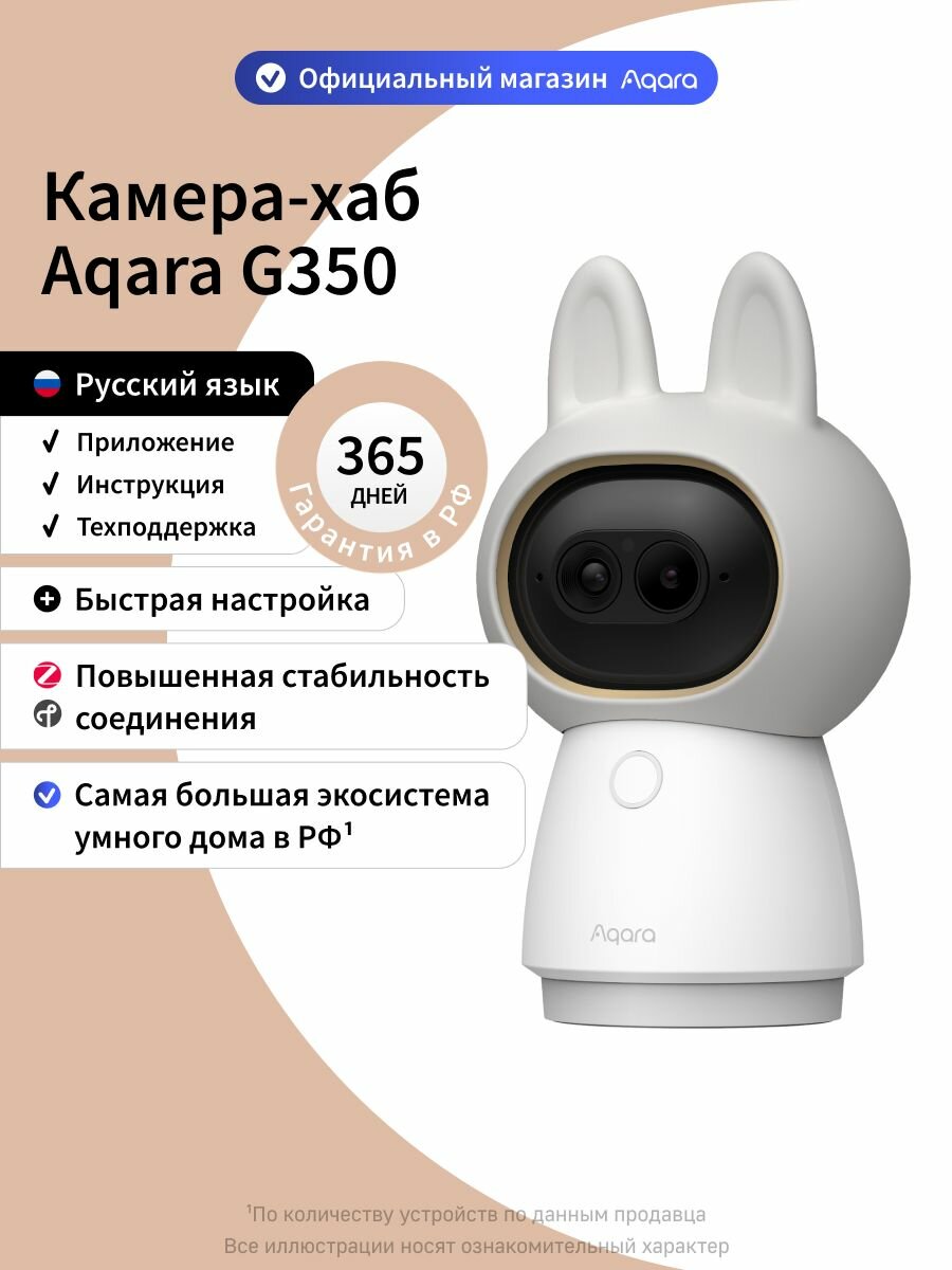 Умная камера и центр умного дома (хаб) Aqara G350 CH-C14D, угол обзора 350°