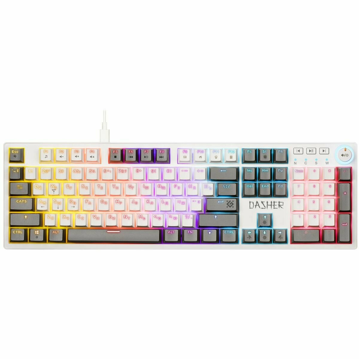 Клавиатура Defender Dasher GK-472 проводная, USB Type-A, белый/серый