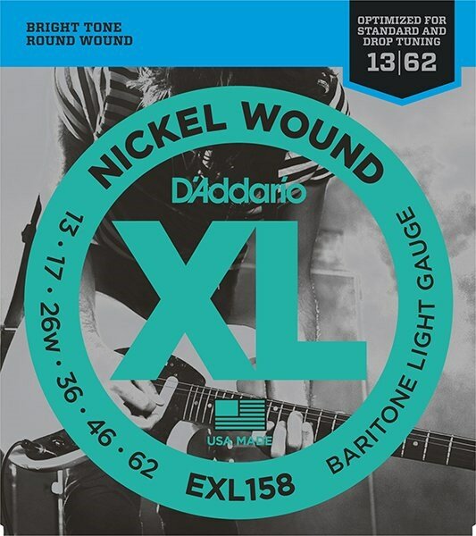 EXL158 XL NICKEL WOUND Струны для электрогитары Baritone-Light 13-62 D`Addario