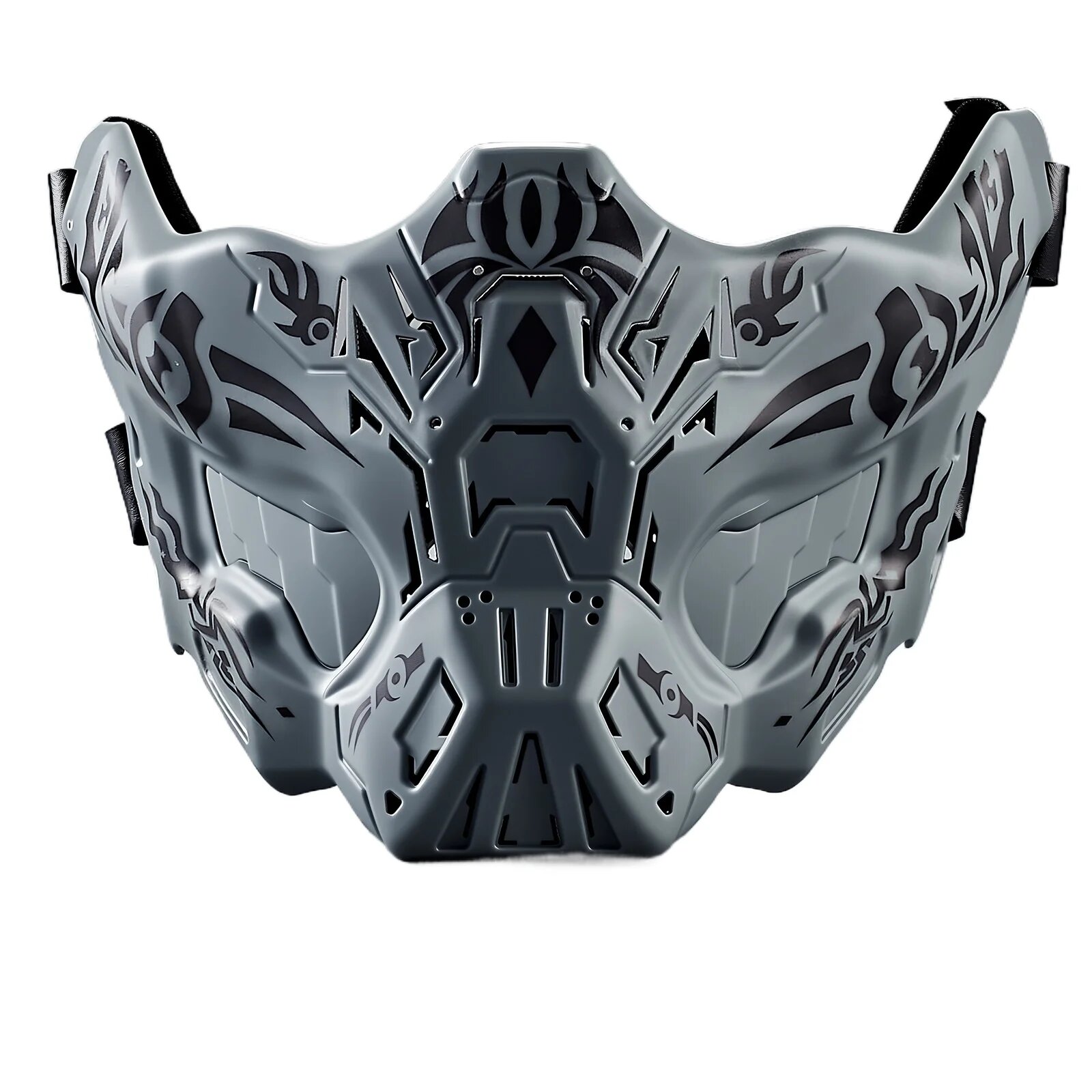 Киберпанк маска полумаска Серый, Black gray
