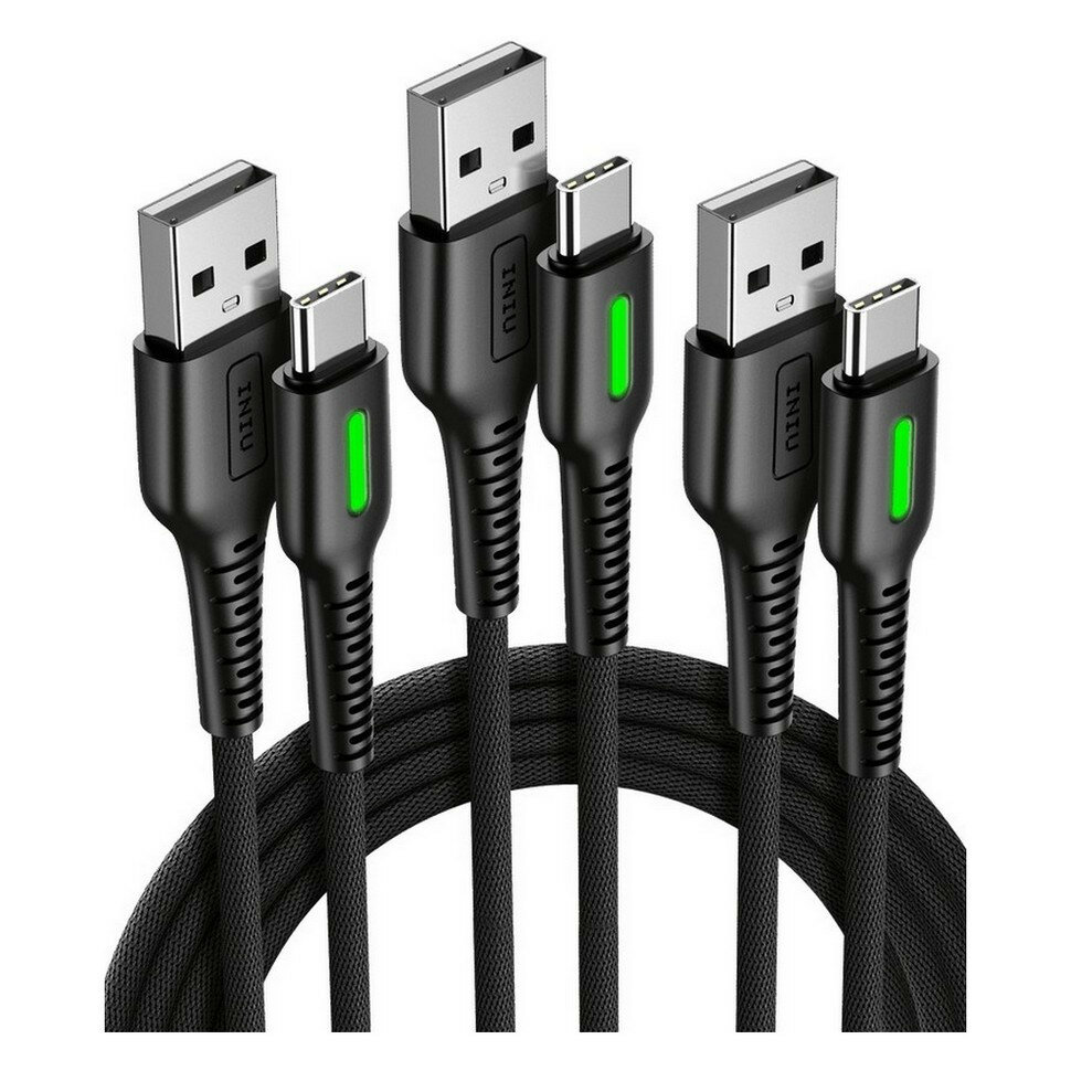 Набор кабелей INIU USB-A - USB-C 3 шт. (DI-D3C / D3C-3P) Black / Черный
