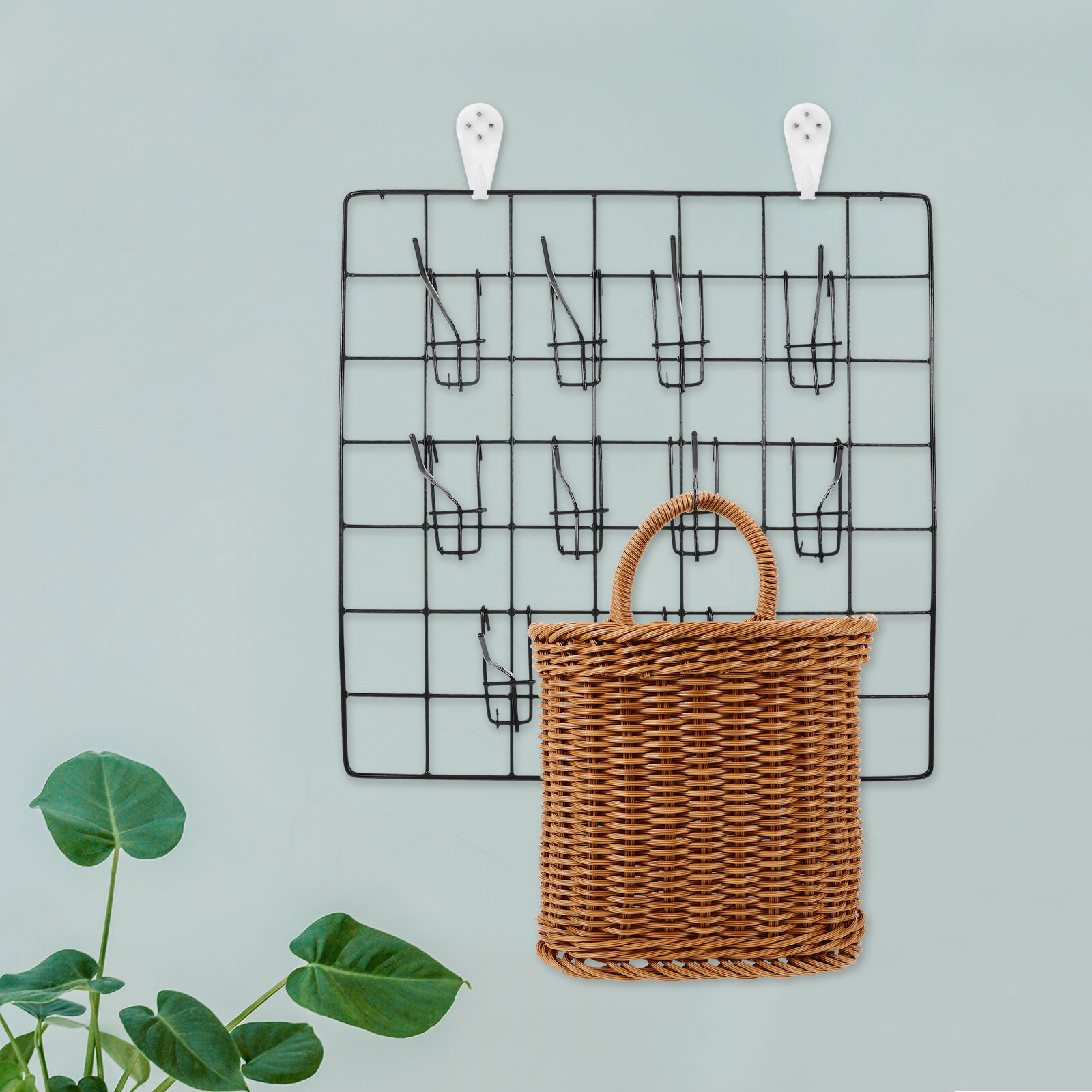 Черная Железная Сетка 35X35 См С Гвоздем И 10 Крючками Для Декоративного Хранения Фотографий На Стене