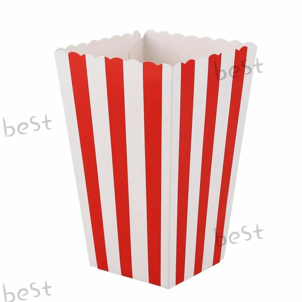12 коробок для конфет Cinema Stripes Party, маленькие пакеты для попкорна, красные