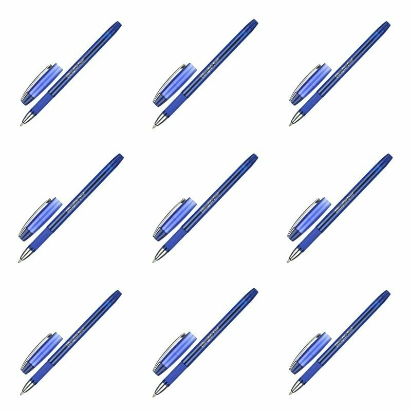 Unomax/Unimax UltraGlideSteel Ручка шариковая неавтоматическая, синяя, масляная, манжет, 9 штук