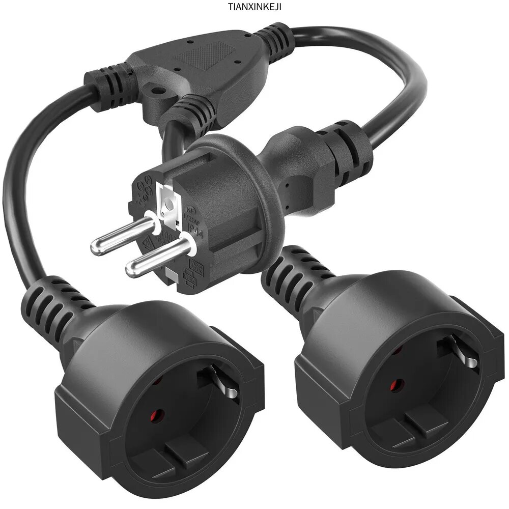 HITRENDS Удлинитель-разветвитель EU 1 2, 250V/16A/4000W, огнеупорный+влагостойкий+пылезащитный , безопасное подключение для нескольких устройств