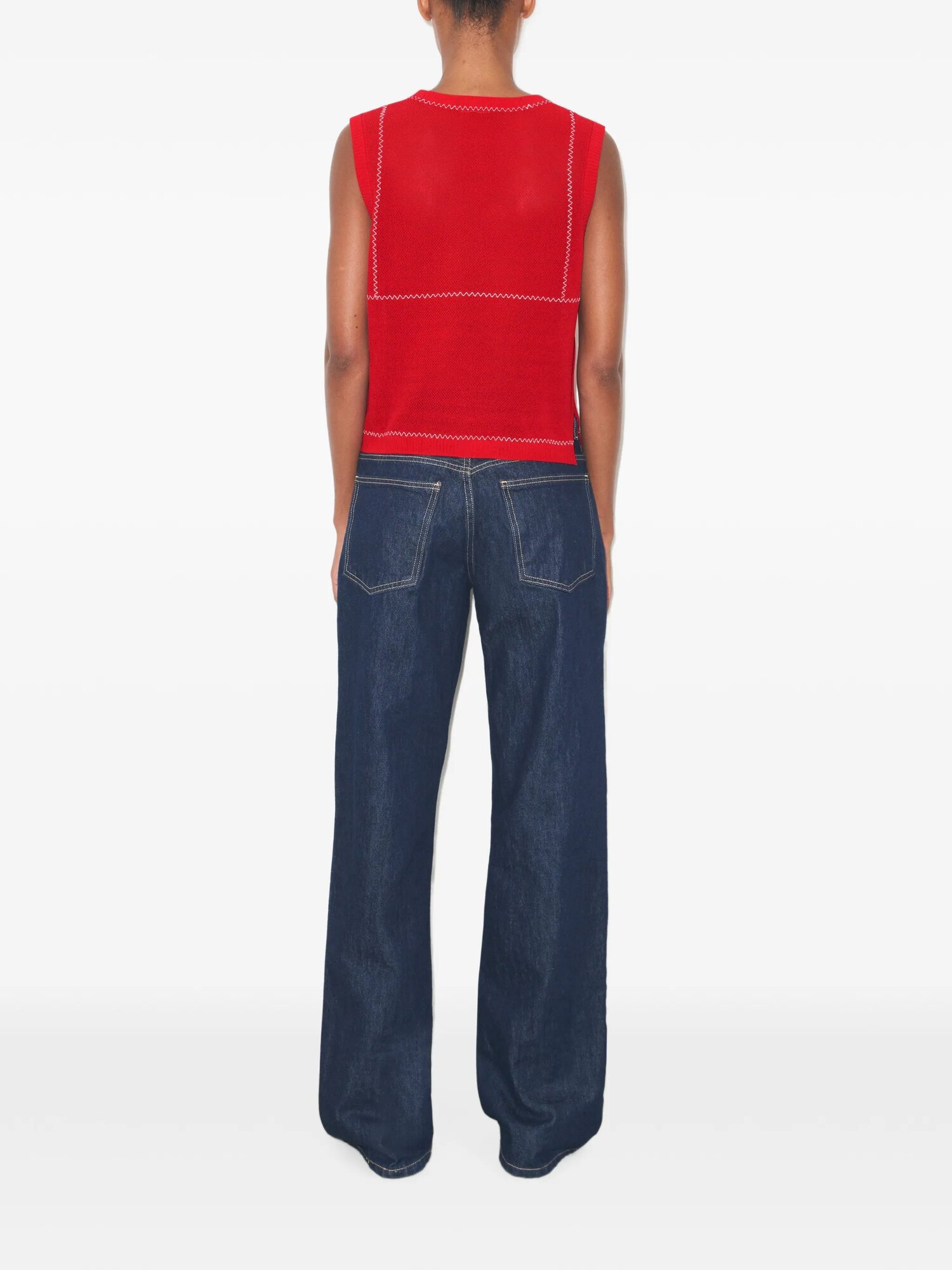 Топ Tory Burch Cotton and nylon mesh top, размер M, Rouge Red — фото 1