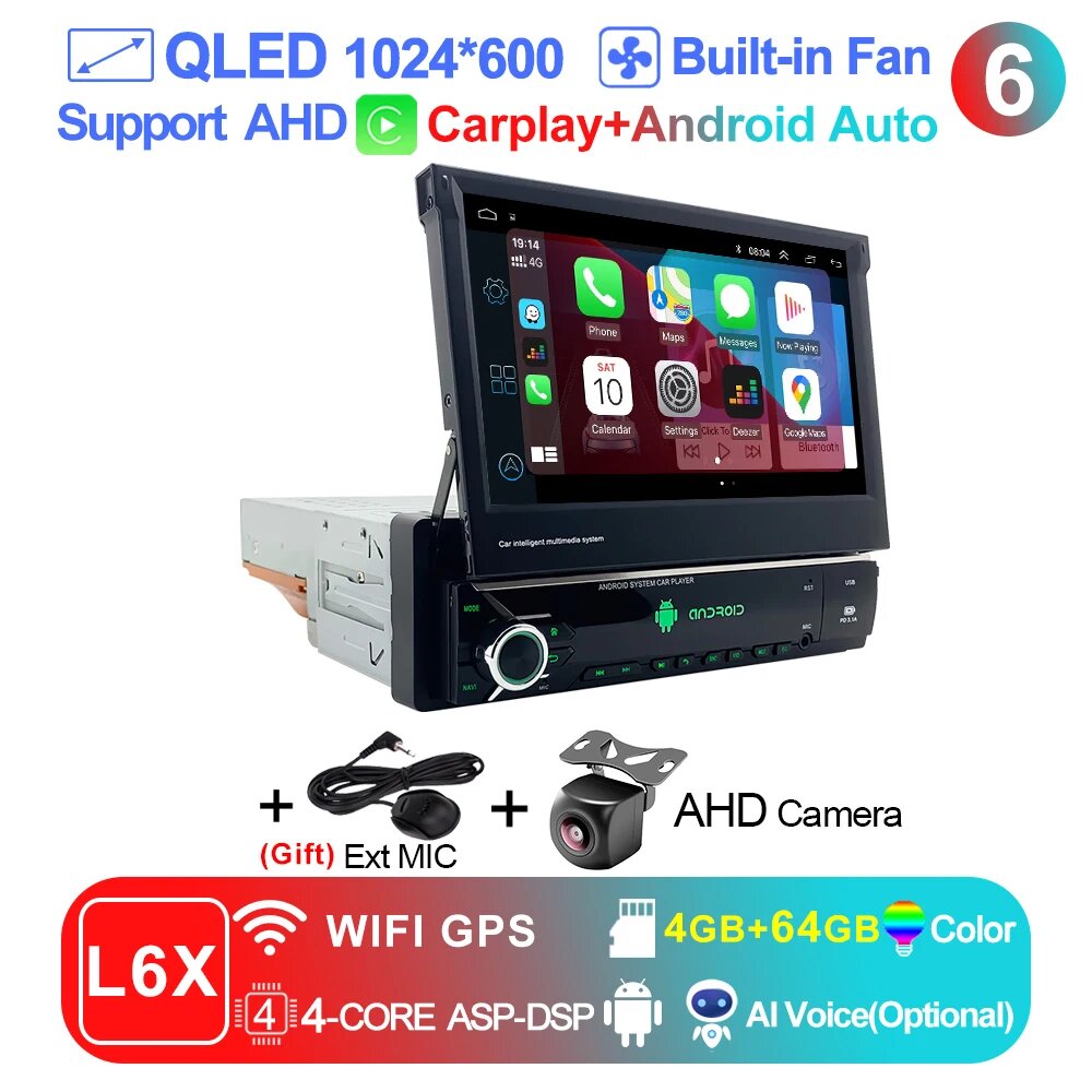 LEHX L6 1 Din Android 14 Авто Универсальный автомобильный радиоприемник 7 "QLED L6X(4-64GB)AHD