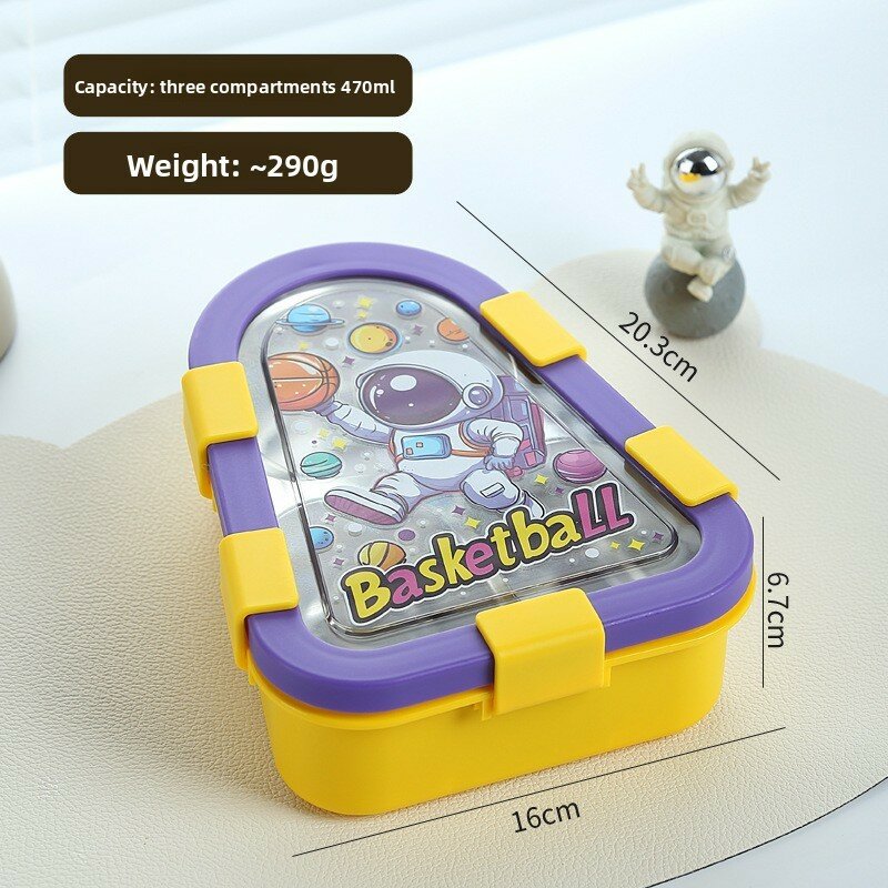 Cute style food box with three compartments and heatresistant pp for work and school style b