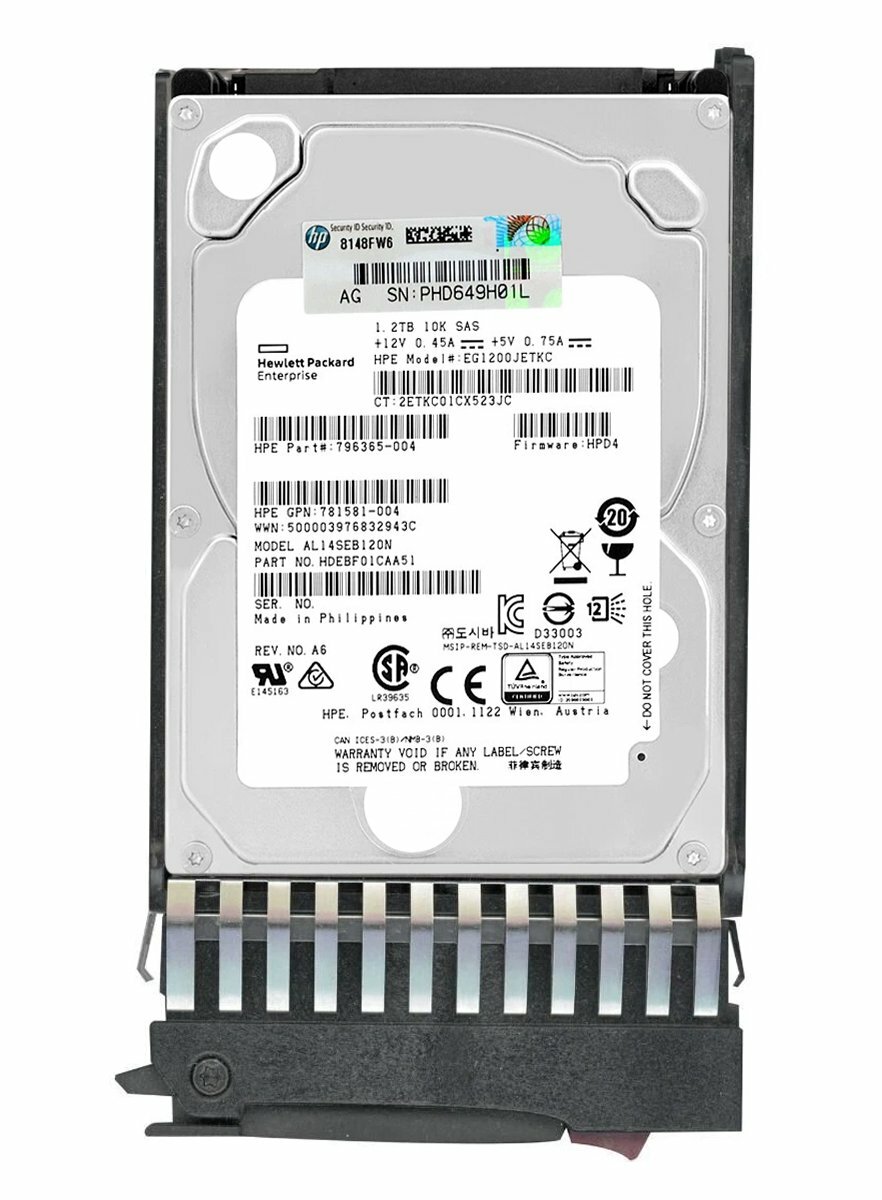 Жесткий диск HP 1,2Tb 10000 SAS 2.5" HDD HDEBF01CAA51