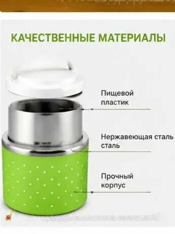 Компактная термокастрюля для еды, герметично закрывается, не протекает, поддерживает тепло несколько часов — фото 1