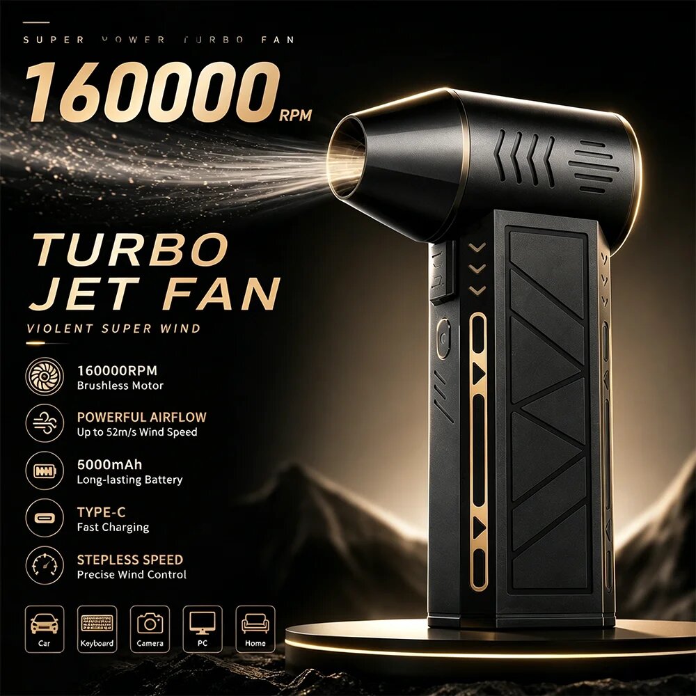 Ручной аккумуляторный воздуходувка Turbofan Black