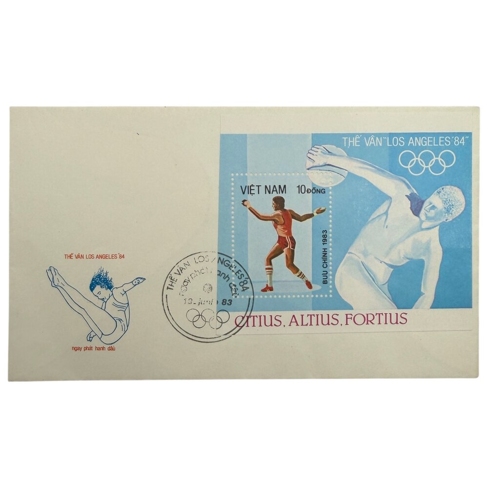 Конверт первого дня (КПД) "XXIII летние Олимпийские игры, Лос-Анджелес 1984" 1983 г. Вьетнам (Вид 3)