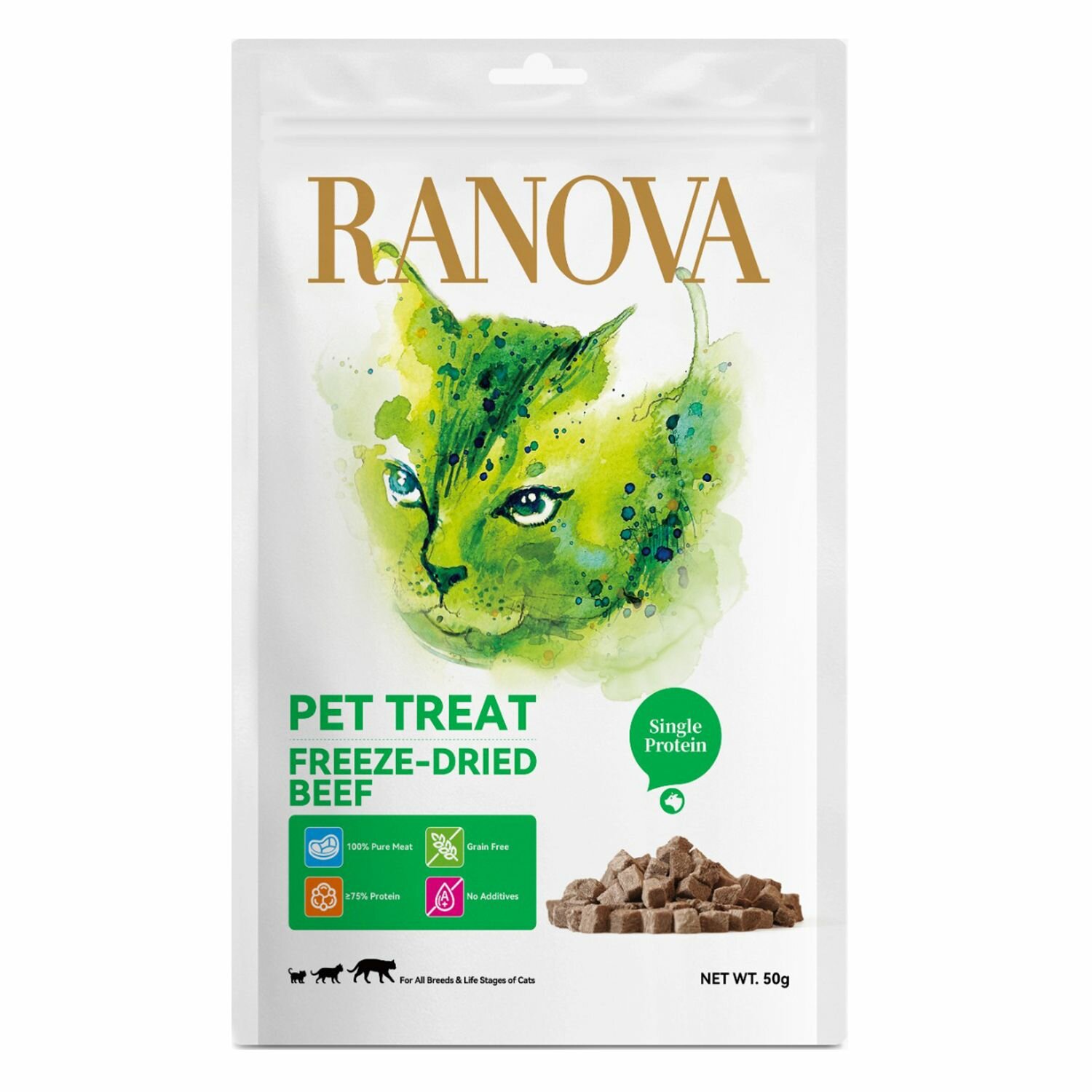 Ranova - Сублимированное лакомство для кошек, говядина, 50гр