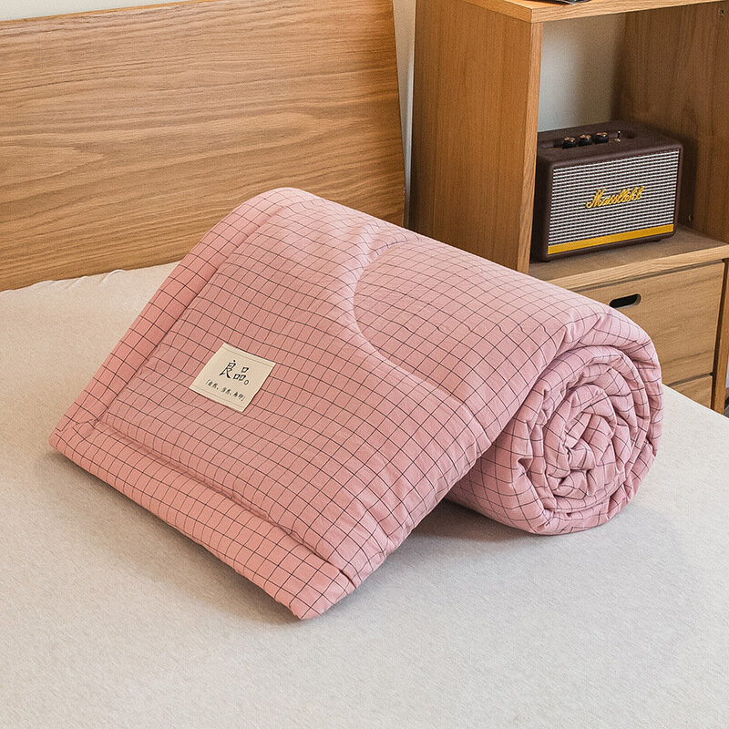 Розовая клетка, хлопковая летняя одеялка 150x200 см, легкая и дышащая для лета
