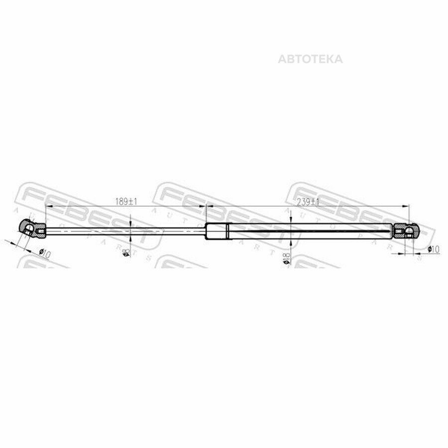 Газовый упор капота L447/300N 12117-004 FEBEST 12117004