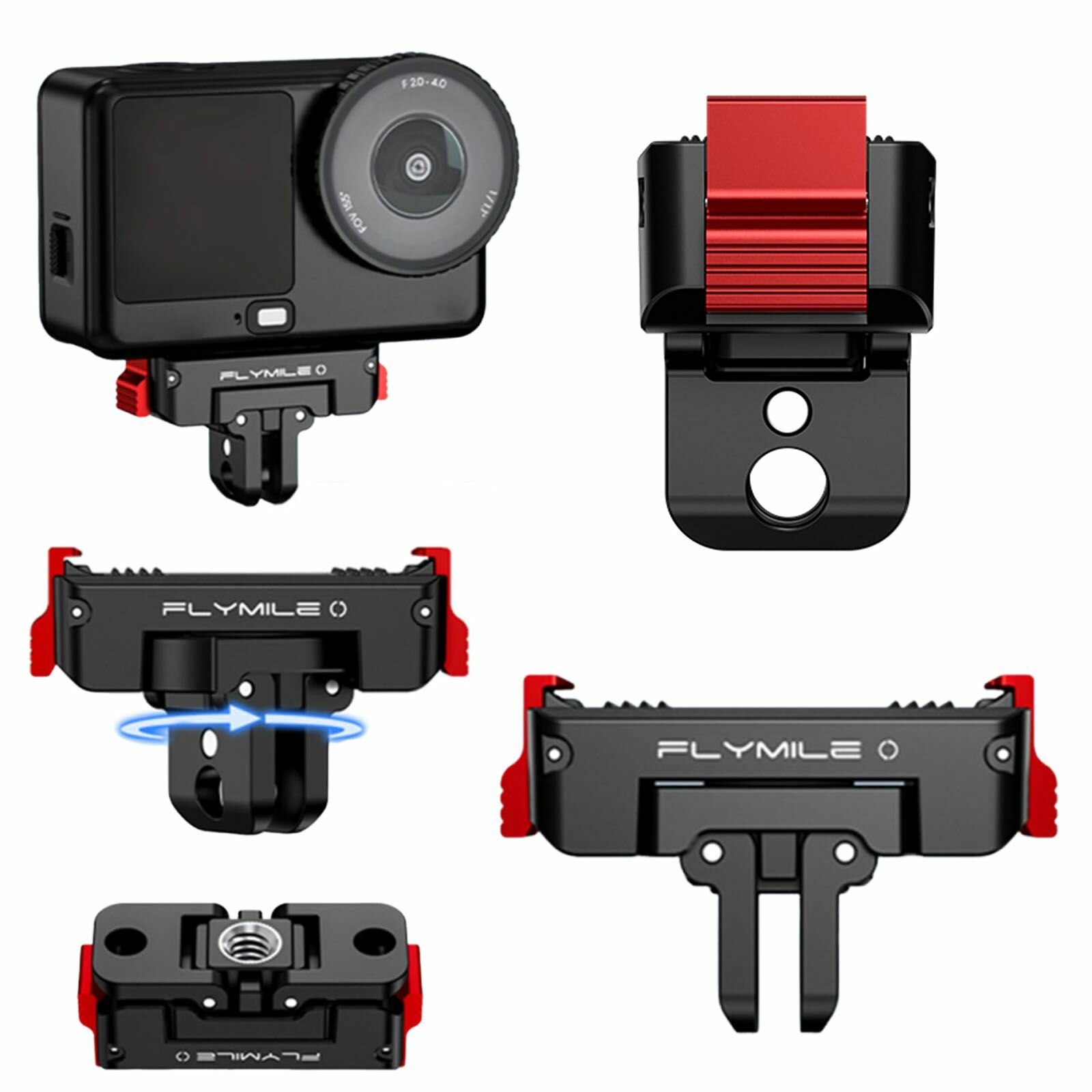 Магнитный поворотный крепёж для DJI OSMO Action 6 и Nano с двойным разъёмом