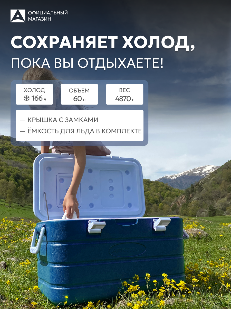 Термоконтейнер для рыбалки с ручками 60 л Арктика 2000/термобокс для еды
