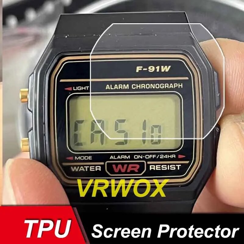 2шт Защитная пленка для экрана TPU Nano для часов For F-91, F91W Watch, защитная пленка для экрана с полным покрытием HD Clear с защитой от пузырьков и царапин