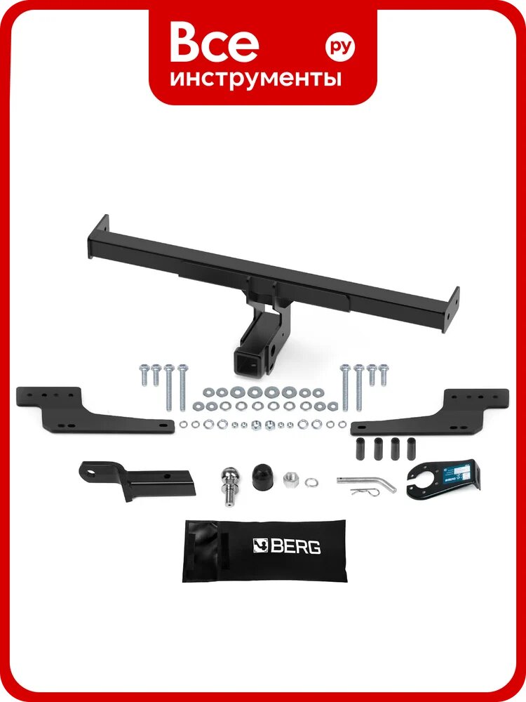 Фаркоп под квадрат Nissan Terrano, Renault Duster, Kaptur, BERG F.4711.002, стальная конструкция, установка