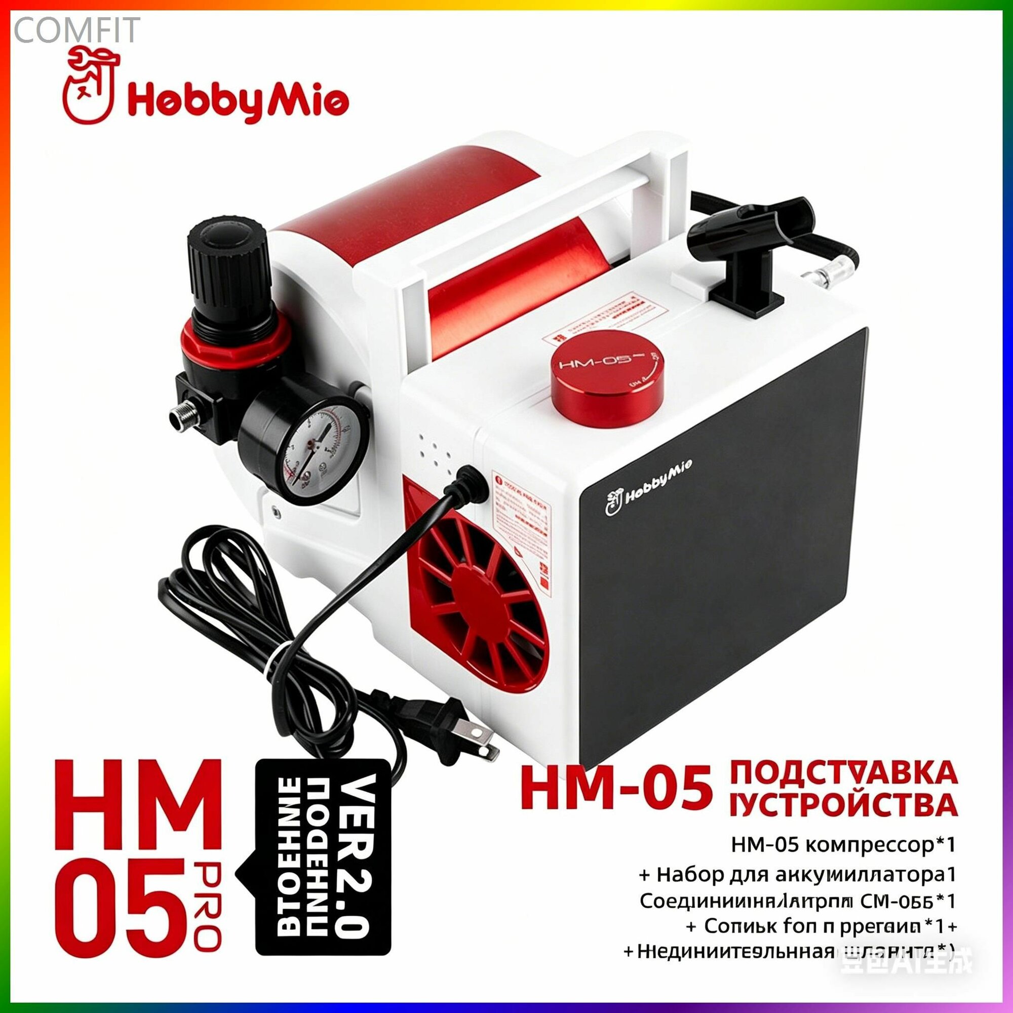 Hobby Mio Высокопроизводительный настольный компрессор HM-05PRO, версия с воздушным резервуаром (2-е поколение)