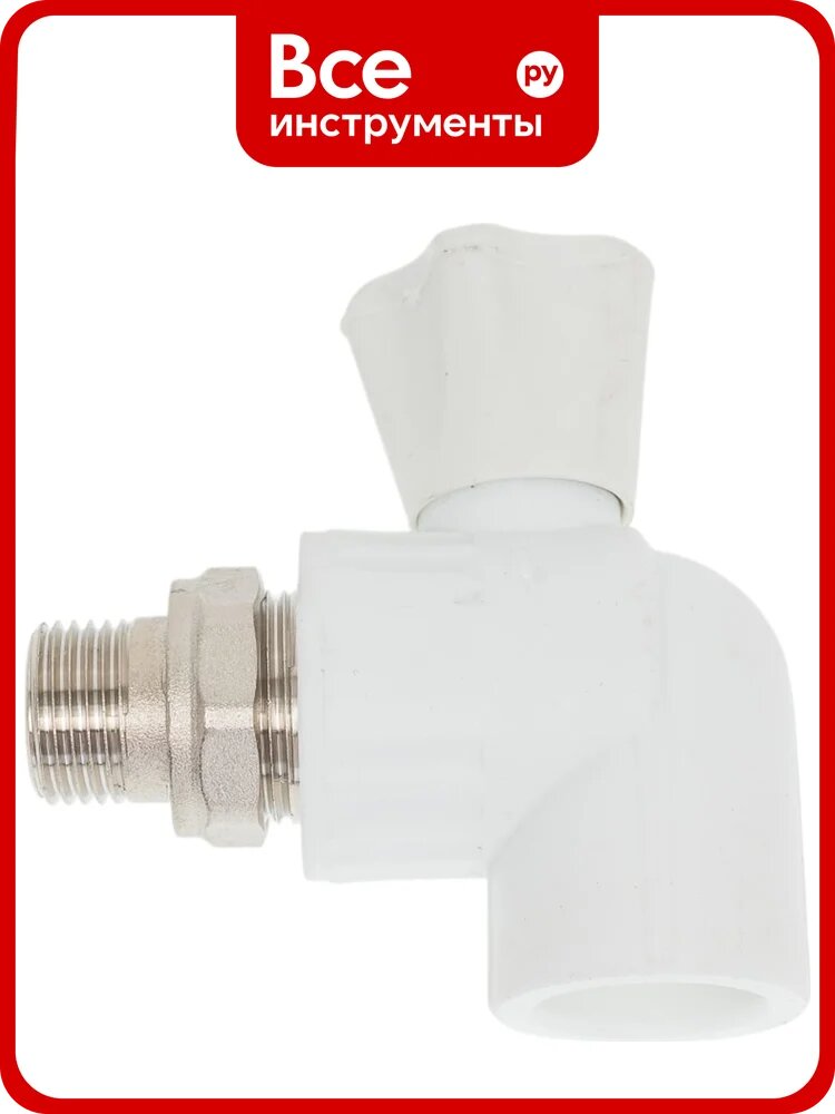 Угловой шаровой кран, Valfex, для радиатора Valfex 25x1/2" (40/10) белый 10148125, труб химически стоек
