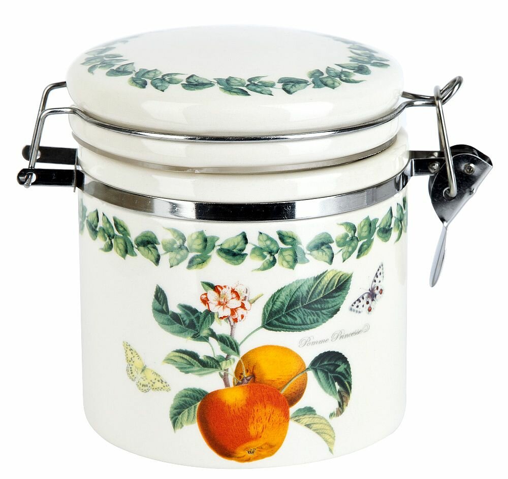 Банка для сыпучих продуктов Dolomite / Доломит Fruit Garden керамическая, с крышкой, размером 150x100x120мм, объемом 480мл / емкость для хранения