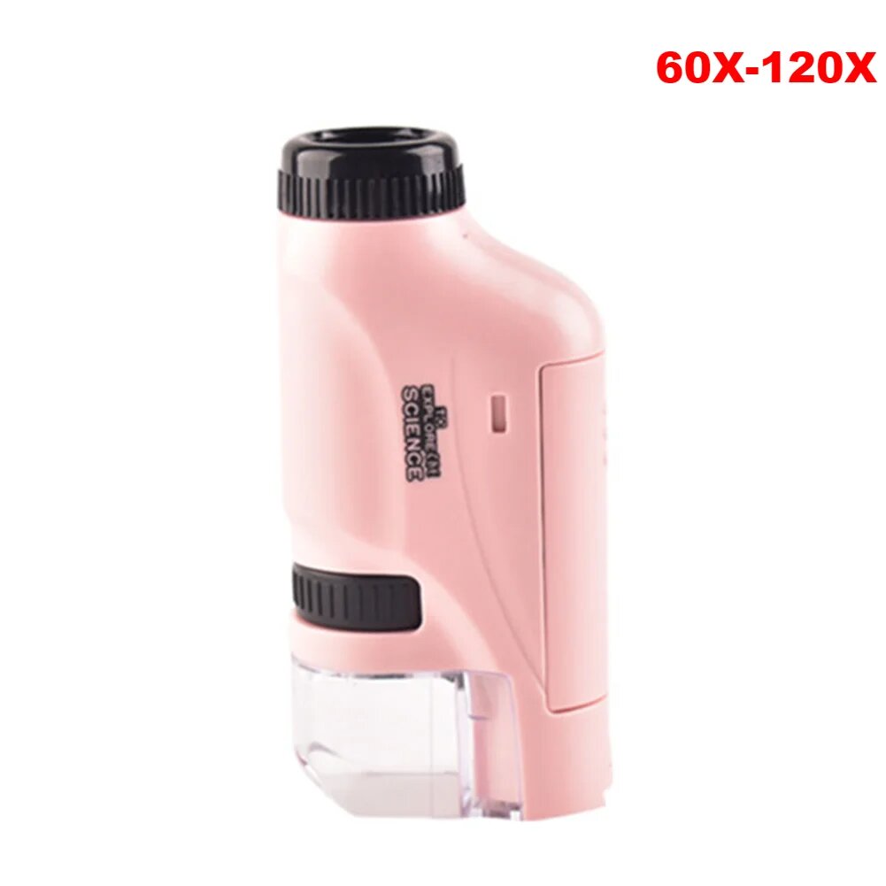 Детский микроскоп 60X-120X розовый
