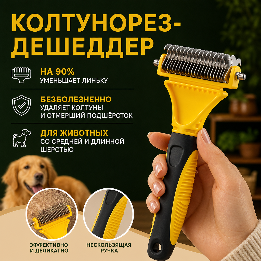 Профессиональная щетка для груминга питомцев, распутывает колтуны