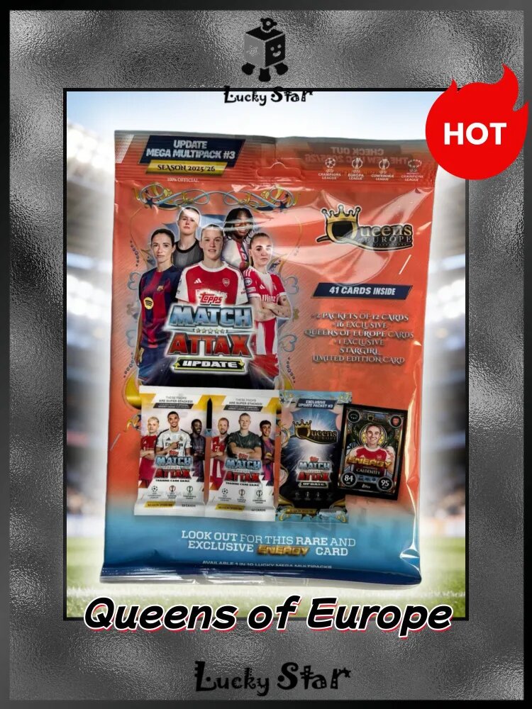 Topps Match Attax 2025/26 Mega Multipack #3: 41 карточка, включая женские игроки и редкую Energy карту