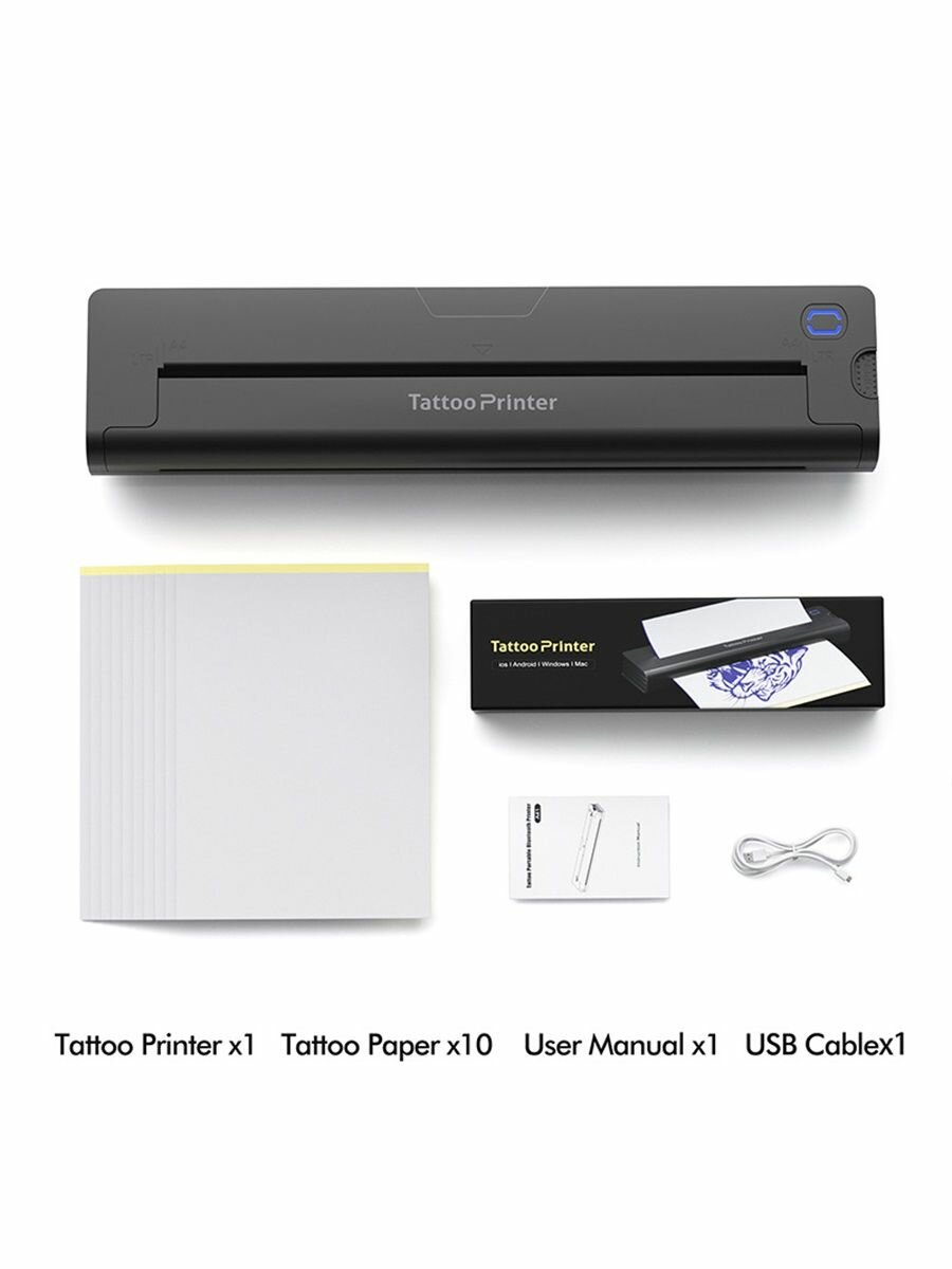 Термопринтер для тату без чернил, Bluetooth + USB — фото 1