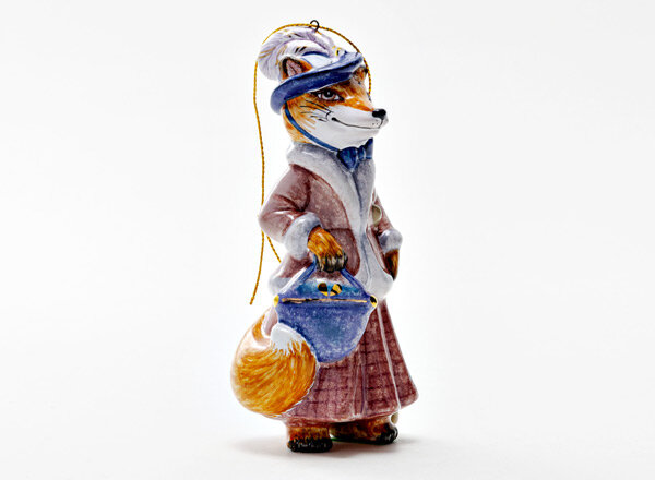 Елочная игрушка «Золотой ключик. Лиса Алиса» Майолика. 60 x 120 мм.
