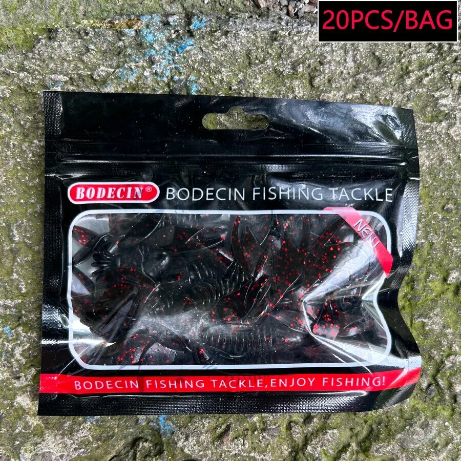 BODECIN 20шт Силиконовые Приманки-Черви 80мм 2,8г 5цв Черный, C1 20PCS
