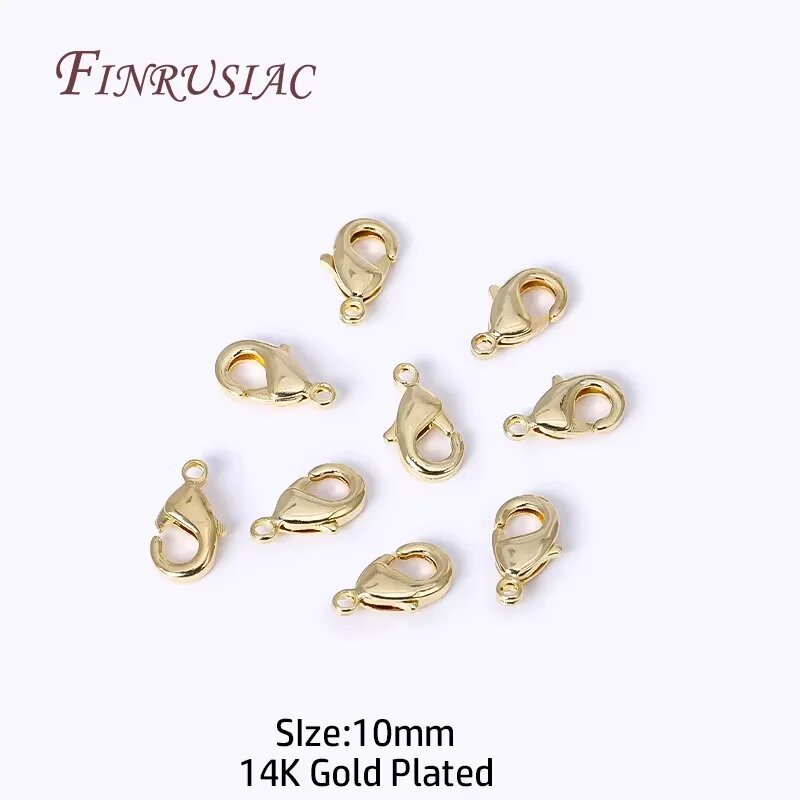 10шт Застежки-карабины 14K Gold Plated, 10 мм