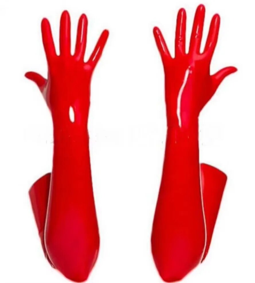 Черные/красные латексные перчатки без пальцев Красный, Л, red