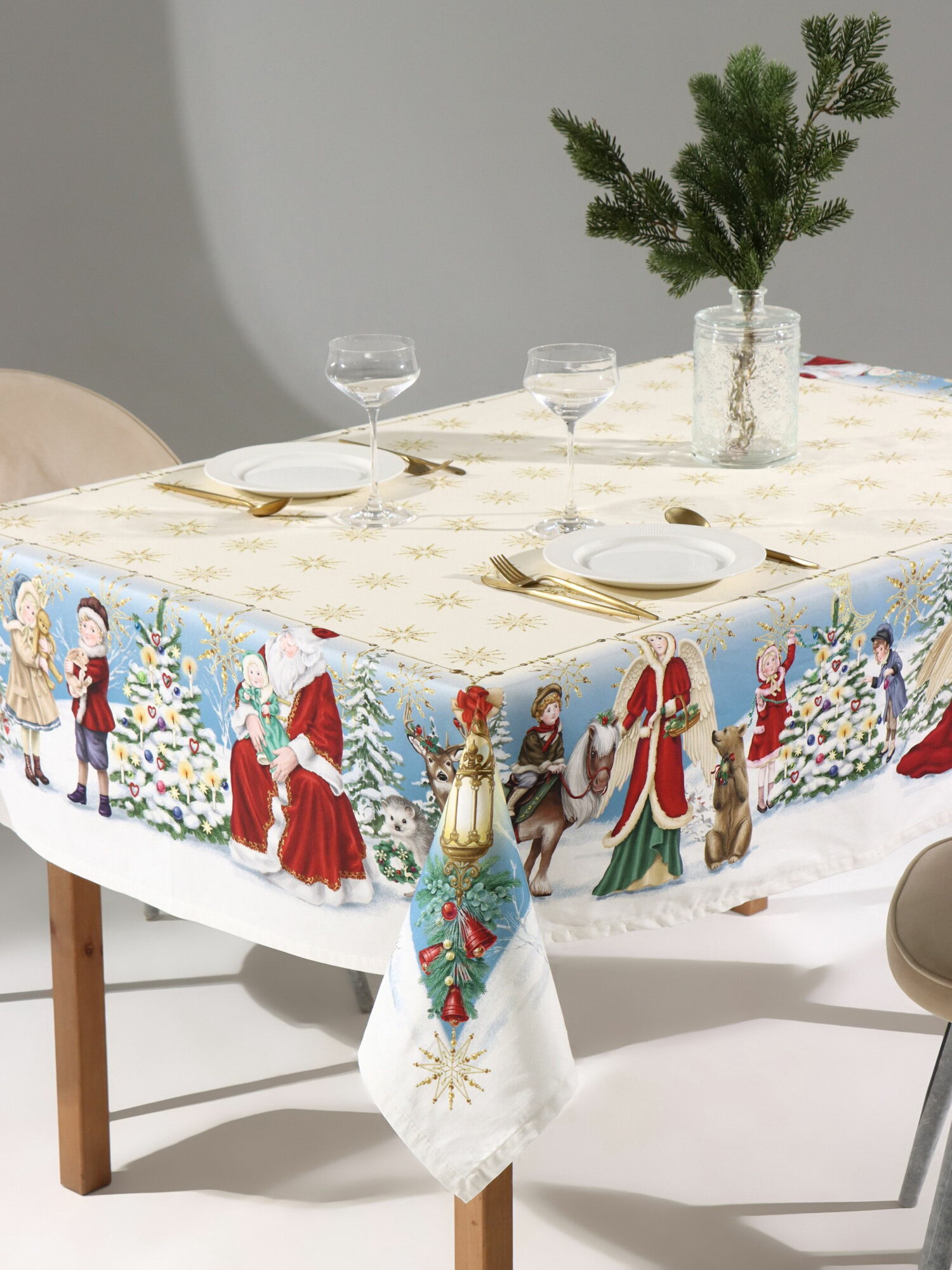 Скатерть на стол с салфетками Christmas time: скатерть 150x220 см +-3 см с гмво, салфетки 40x40 см - 12 шт.