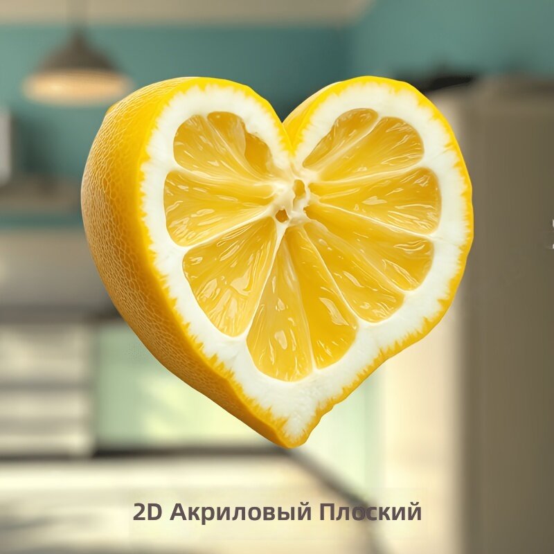 Искусственный лимонный ломтик-магнит на холодильник сердцевидной формы с текстурой лимонной кожуры, акриловый декор, 2D плоский дизайн, цвет Love lemon, подарок для любителей кулинарии на День Святого Валентина и лето