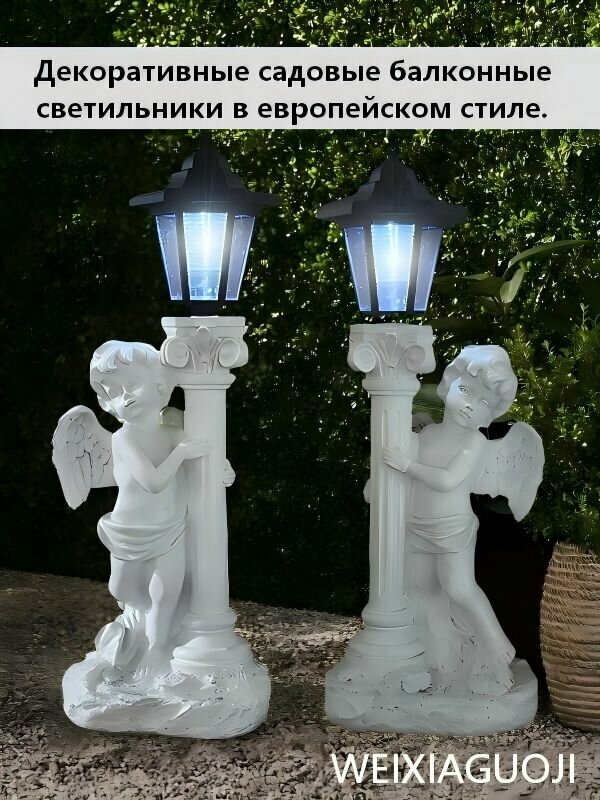 Садовые фигурки гномов, эльфов и лесовиков в белом и сером цвете для декора участка — фото 1