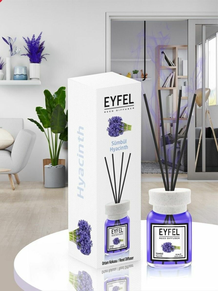 EYFEL PERFUME Диффузор Гиацинт, 120 мл, ароматический диффузор для дома с палочками