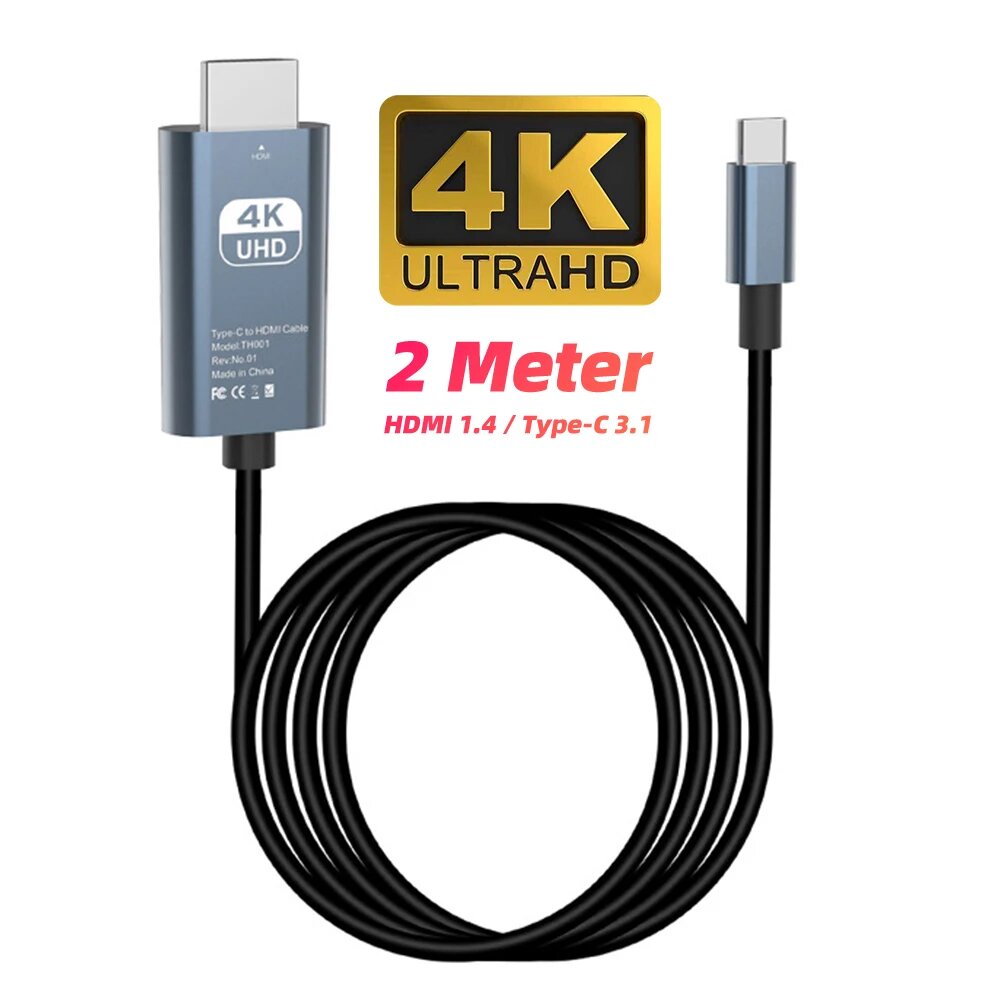Кабель-переходник USB C — HDMI Кабель типа C — HDMI Thunderbolt3, совместимый с MacBook Pro Air iPad Pro для iPhone TV Converter