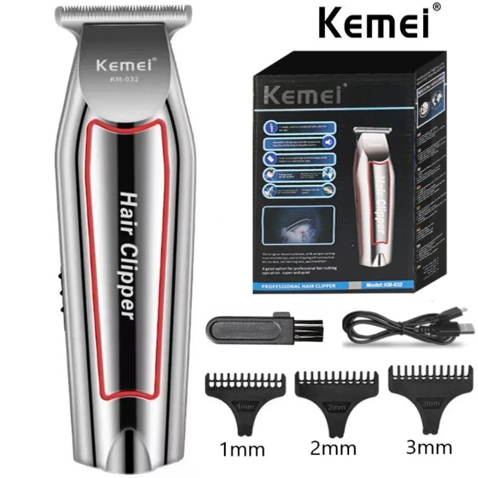 Триммер для волос Kemei KM-032 серебристый 032 Color box(1-3)