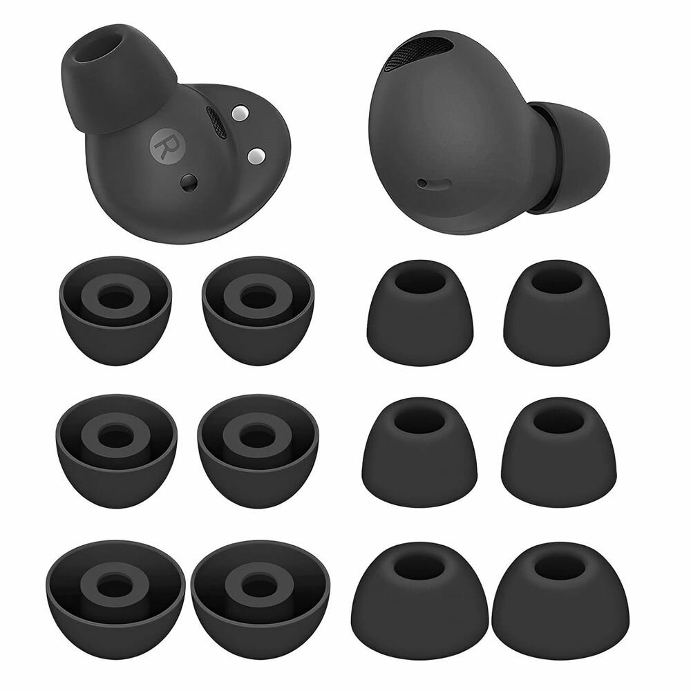 6 Пары сменных силиконовых насадок для ушей, совместимых с Samsung Galaxy Buds 2 Pro, Мягкие резиновые наушники-вкладыши для Galaxy Buds Pro 2, помещаются в чехол(черный-SML) запасные насадки SML черный силиконовые амбушюры для Buds Pro 2